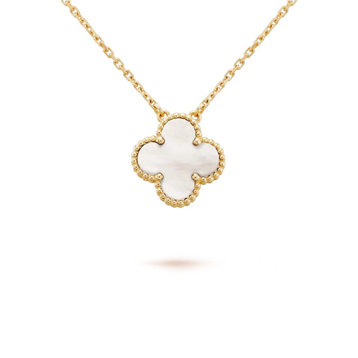 Clover Motif Pendant Necklace, Sterling Silver, 18K Gold Plated, 1 Lar